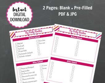 Printable Morning Routine Checklist girl