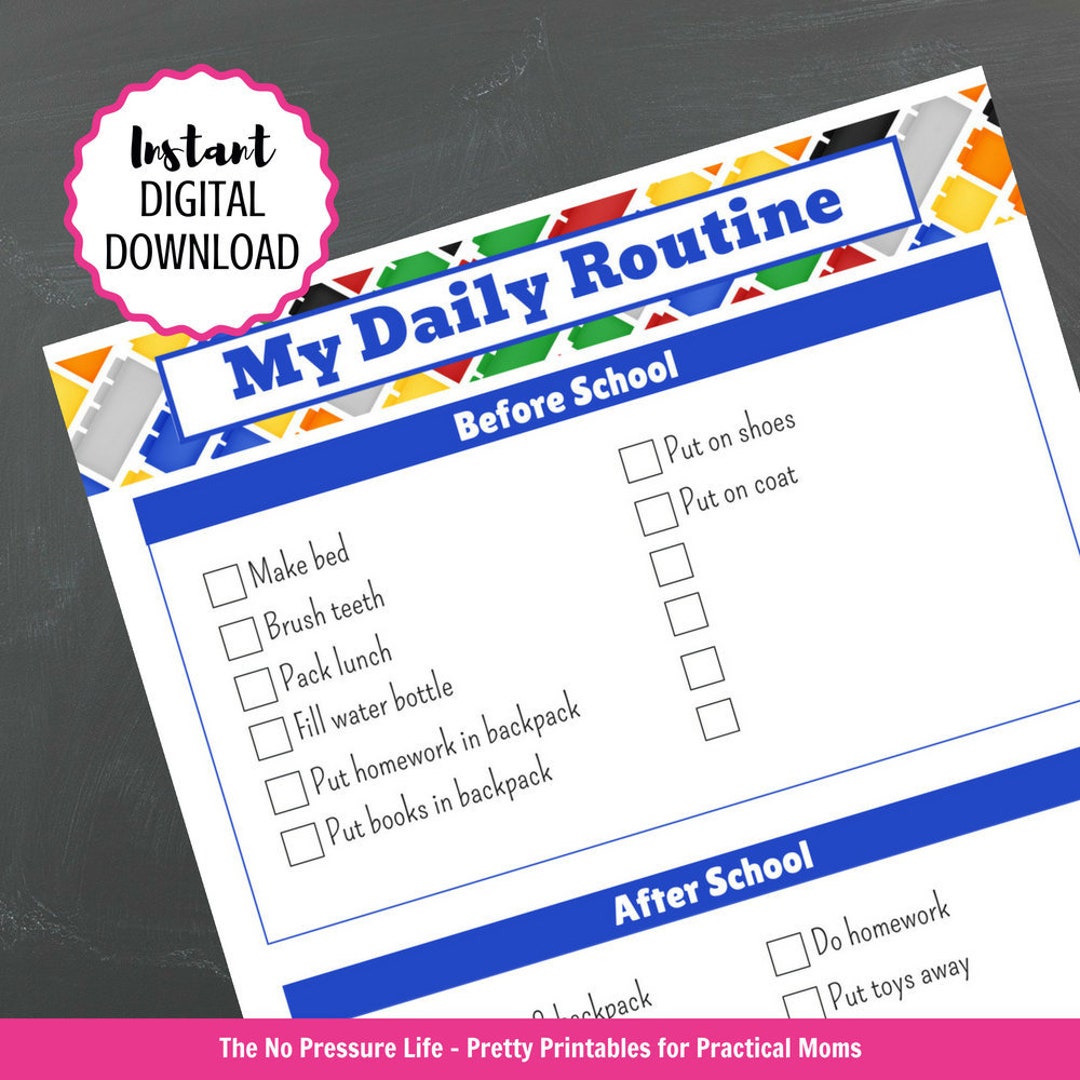 Carta de rutina diaria para niños, imprimible con LEGOs - Etsy México