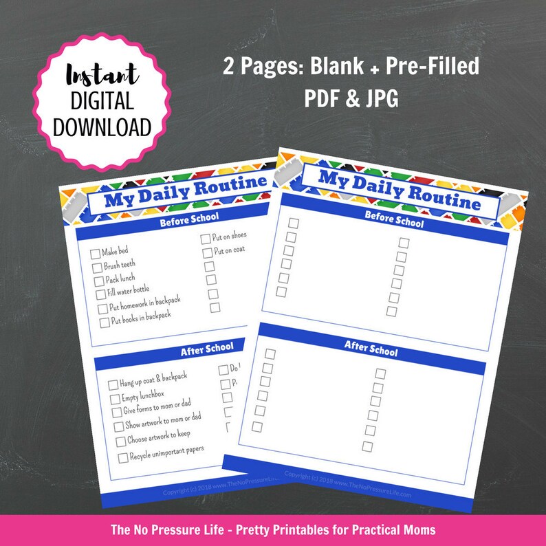 Daily Routine Chart for Kids Printable With Legos | Etsy