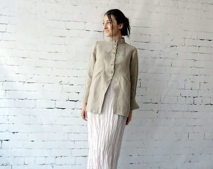 Heavy Linen Jacket, Linen Vest, Linen Clothing, Summer Linen Coat ...