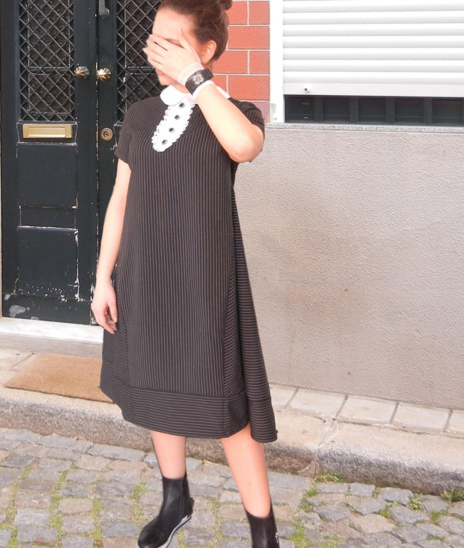 Flattering Maxi Loose Dress, Classy Elegant White Collar Dress ...