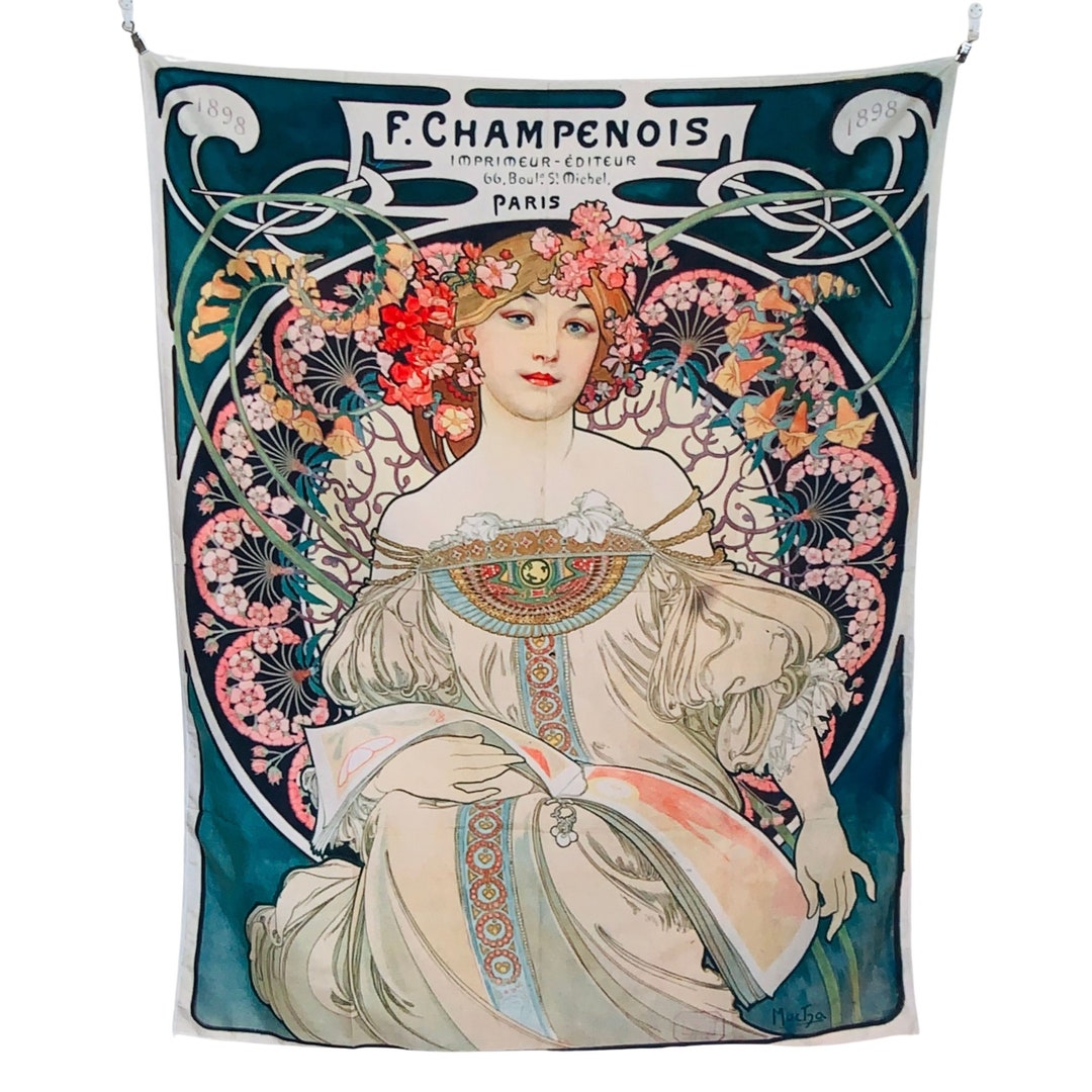 Alphonse Mucha F. Champenois Tapestry – Art Nouveau Wall Hanging ...
