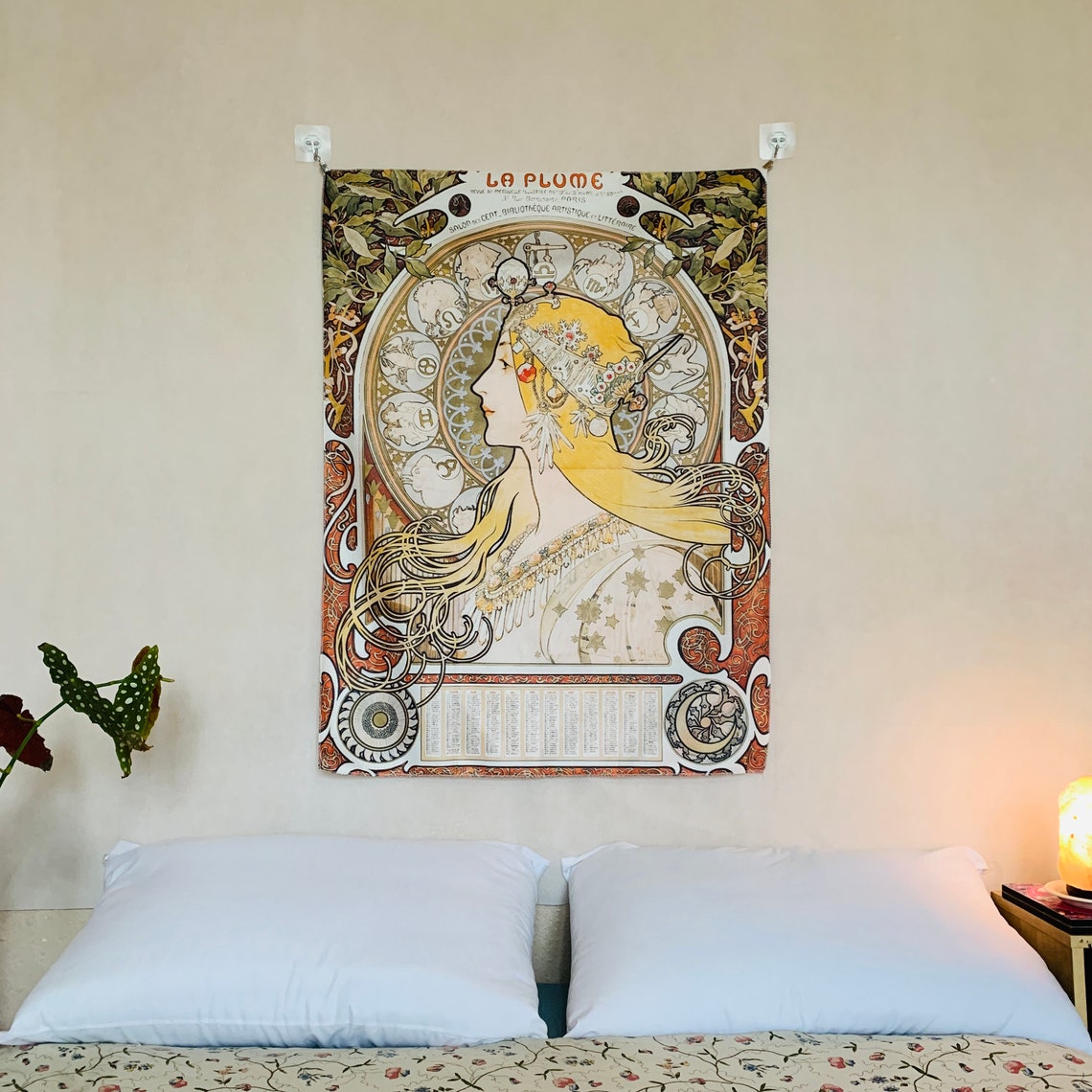 Alphonse Mucha La Plume Tapestry, Zodiac Wall Hanging, Art Nouveau ...