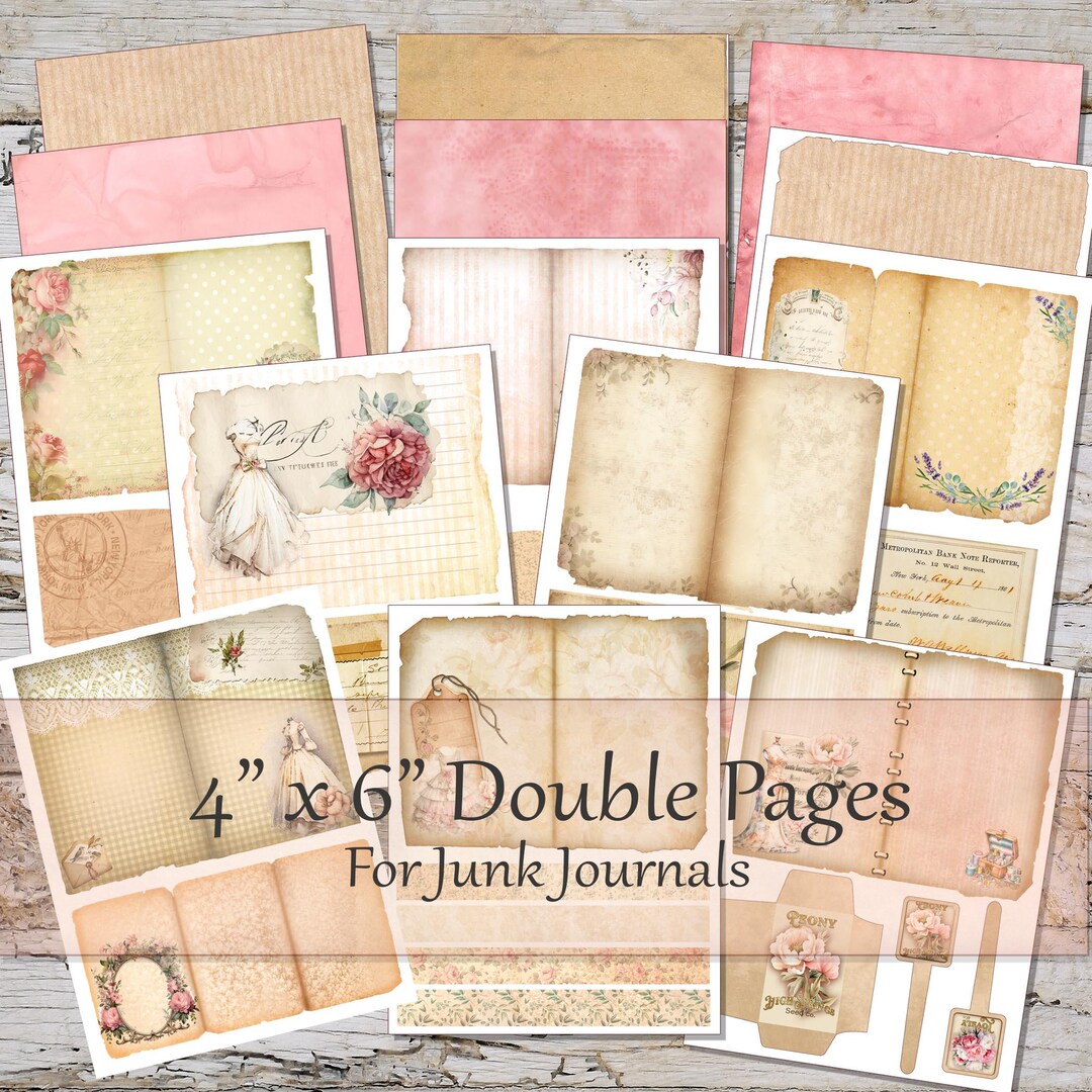 Vintage Dresses Junk Journal Pages Set Shabby Chic Printable Small Junk ...