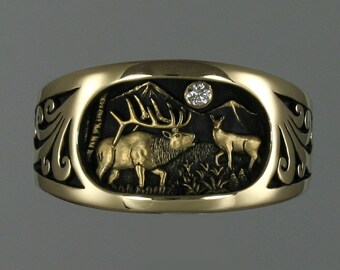 Mens 14kt Gold Ram Head Ring Wildlife Sculptures in Gold by | Etsy