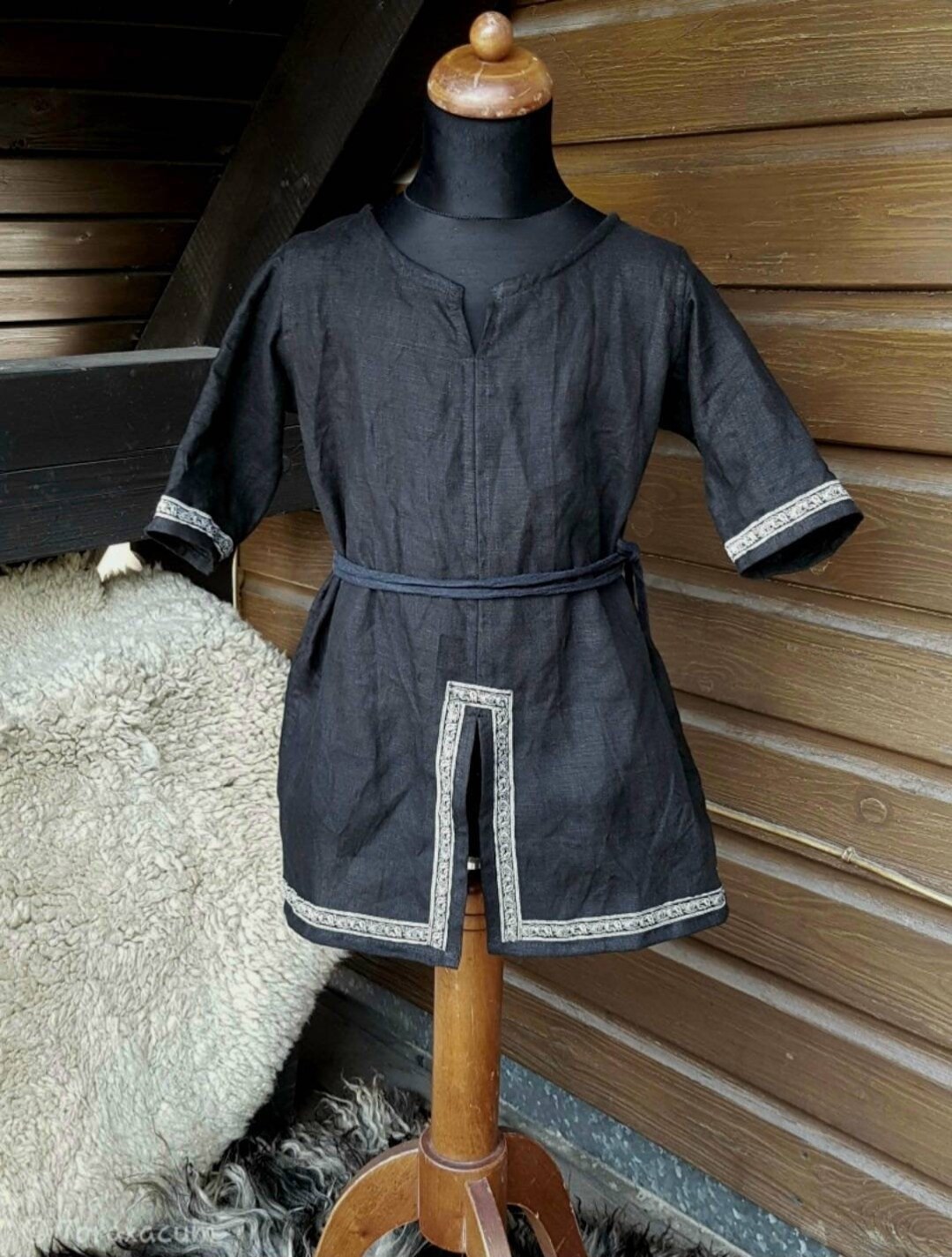 Black Tunic for Knights and Vikings, Linen Tunic for Children, Medieval ...