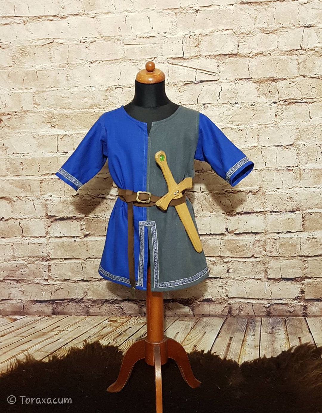 Tunic for Knights and Vikings, Mi Parti Blue Gray Linen Tunic for ...