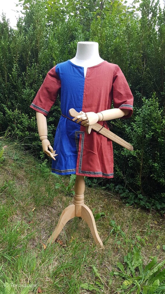 Knight Tunic Linen Medieval Costume Mi Parti Tunic Knight | Etsy