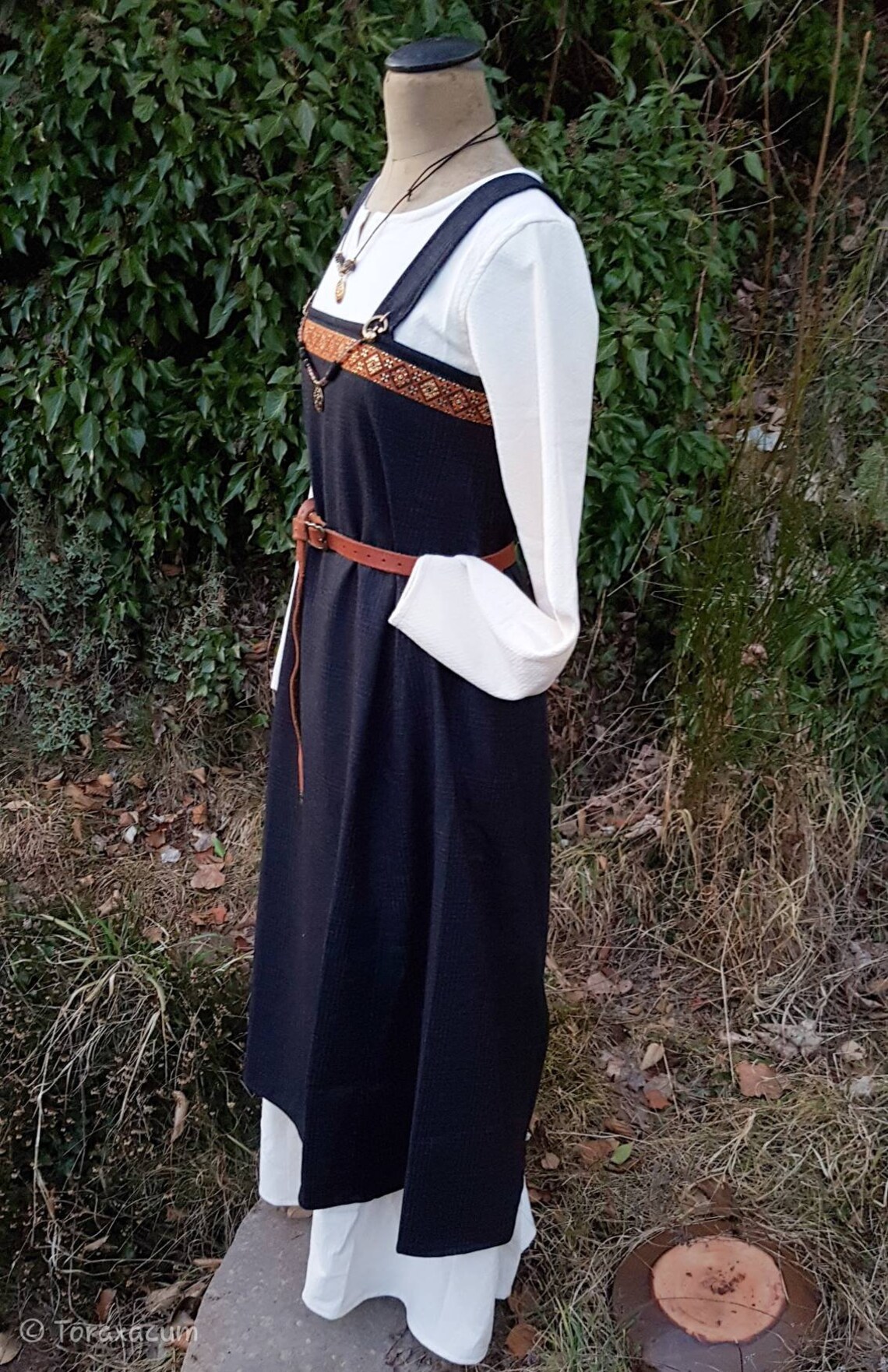 Robe viking pour femmes robe de tablier noir bleu foncé à | Etsy