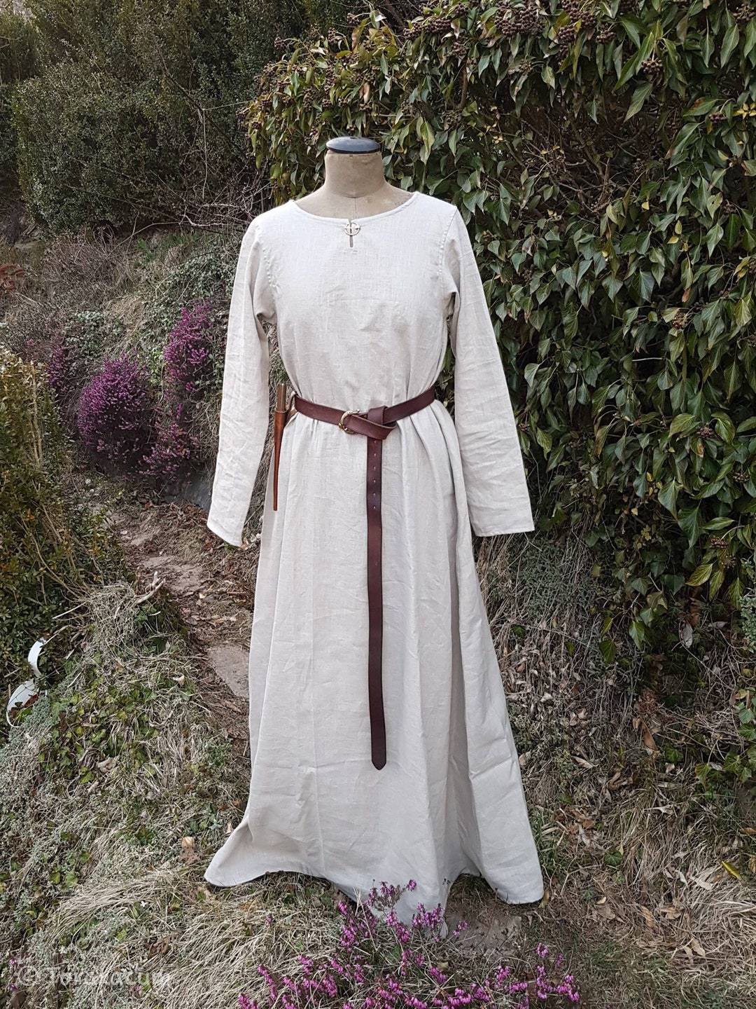 Viking Linen Dress, Underdress Medieval, Linen Dress Natural ...