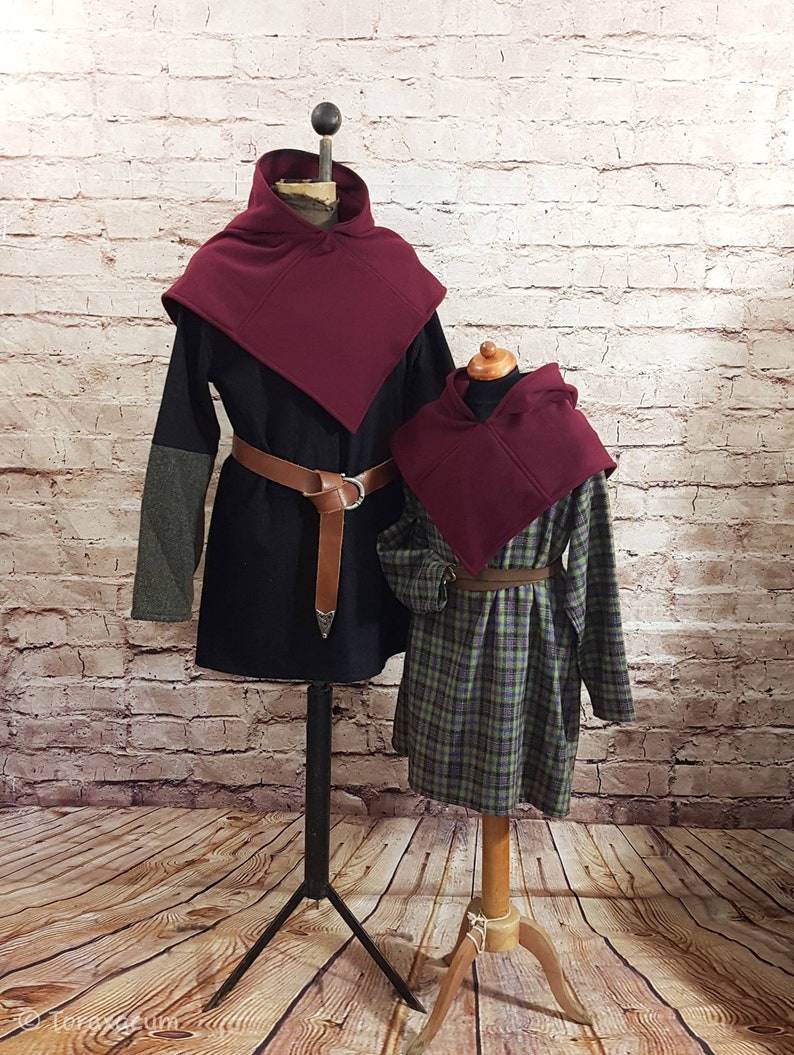 Children's Viking Gugel, Skjoldehamn Gugel Olive, Gray, Burgundy ...
