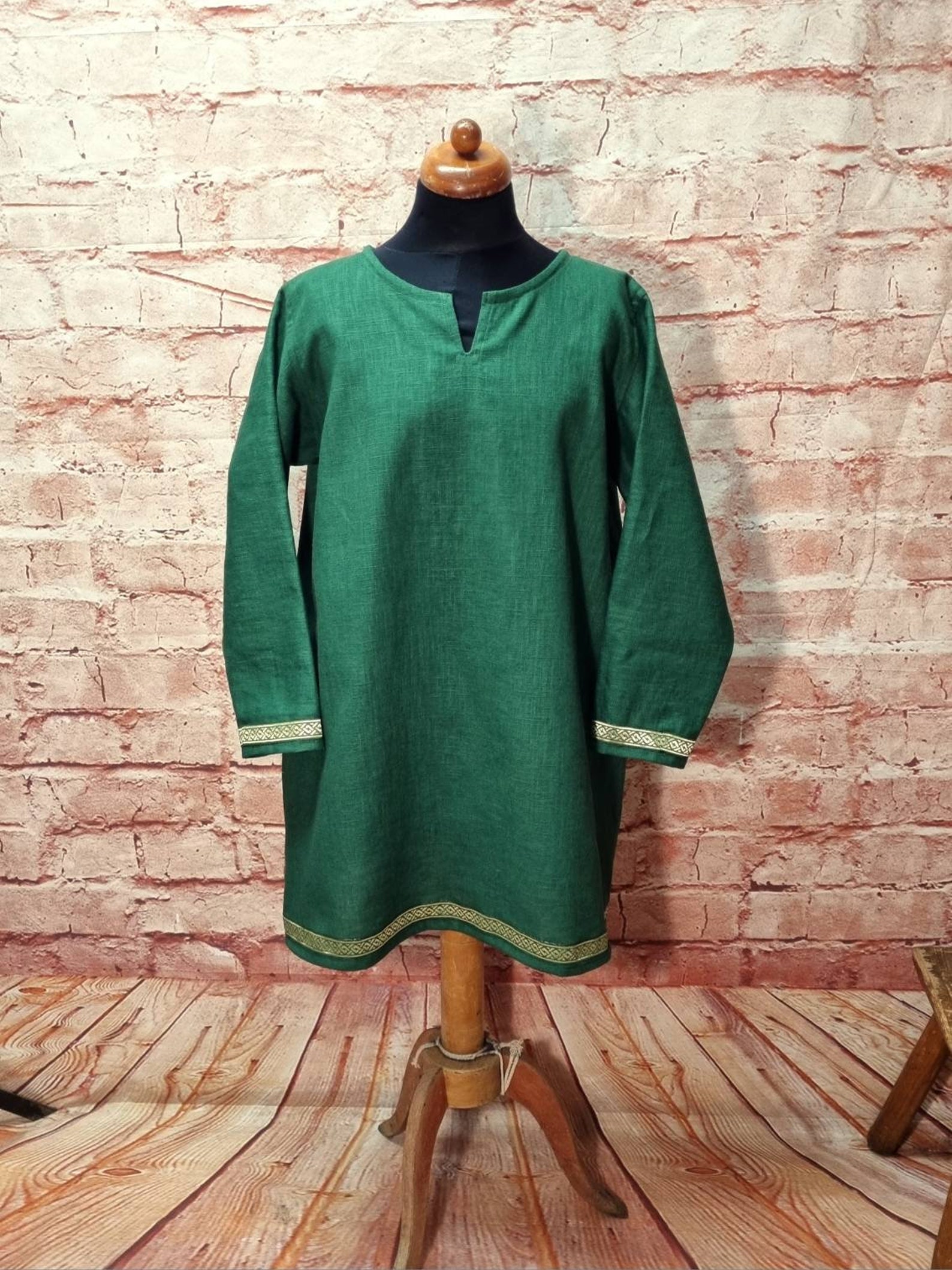 Linen Tunic Green, Knight and Viking Shirt, Linen Natural, Boys' and ...