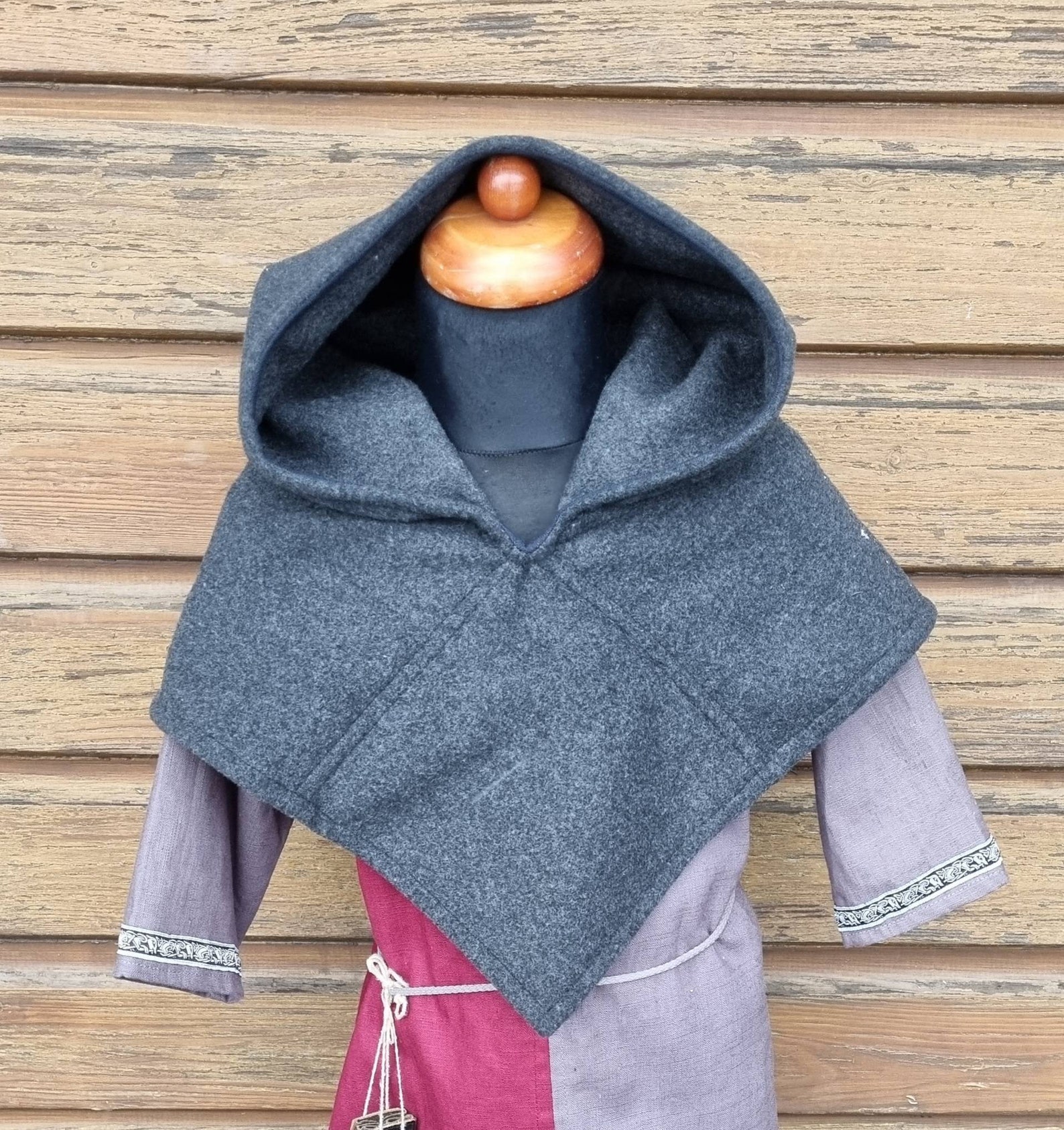 Children's Viking Gugel, Skjoldehamn Gugel Olive, Gray, Burgundy ...