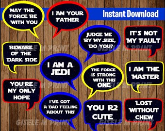 Star Wars party photo booth prop word bubbles INSTANT | Etsy