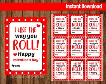 I Like the Way You Roll! Valentine Cards, Printable Tootsie Roll ...