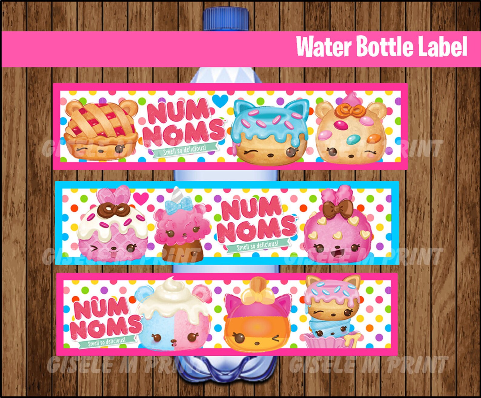 Num Noms Water Bottle Label Printable Num Noms Water labels | Etsy