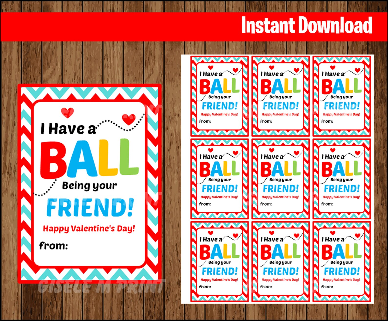 I Have a Ball - Ball Kids Valentine - Printable and Editable Kids ...