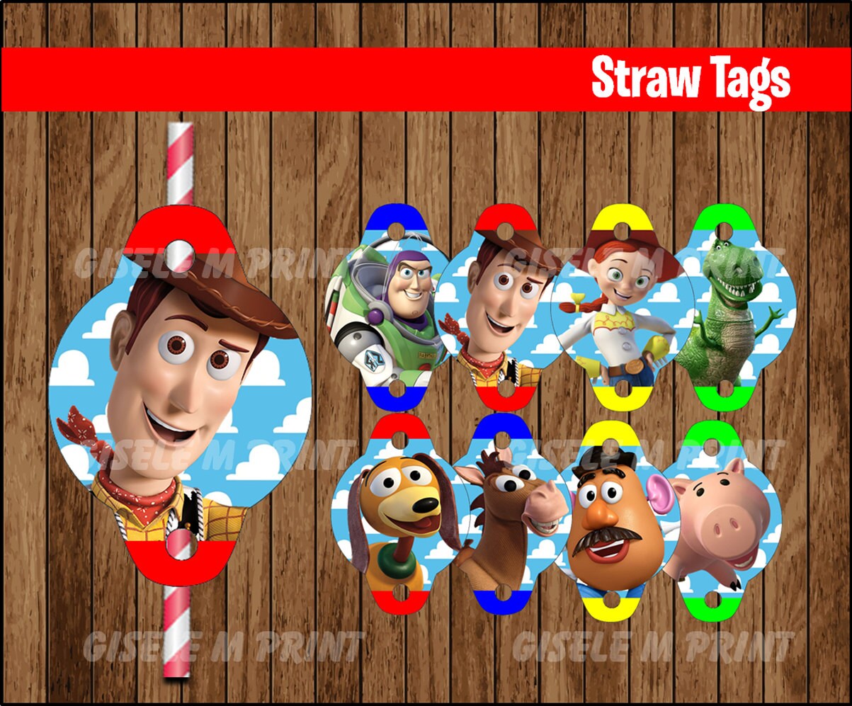 Toy Story Straw Tags, Printable Toy Story Straw Toppers, Toy Story ...
