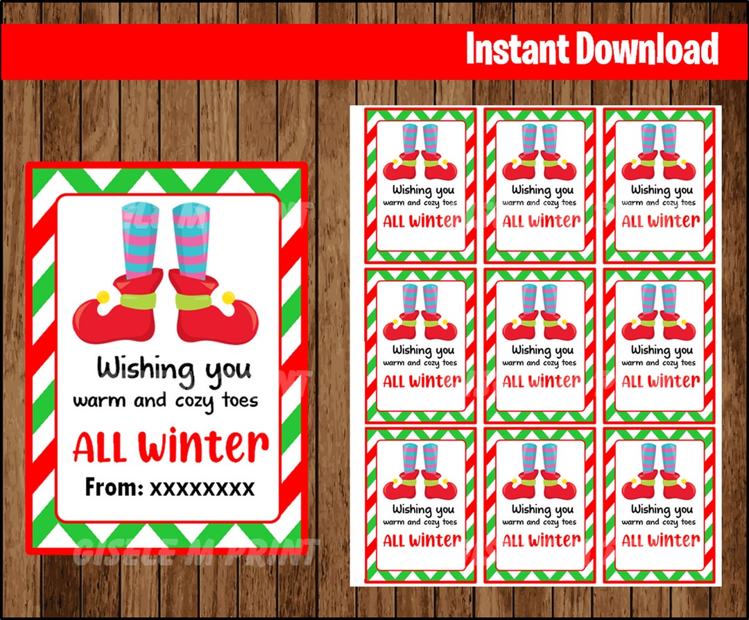 Christmas Sock Gift Tag, Christmas Socks Tag, Socks Tag, Christmas Tag ...