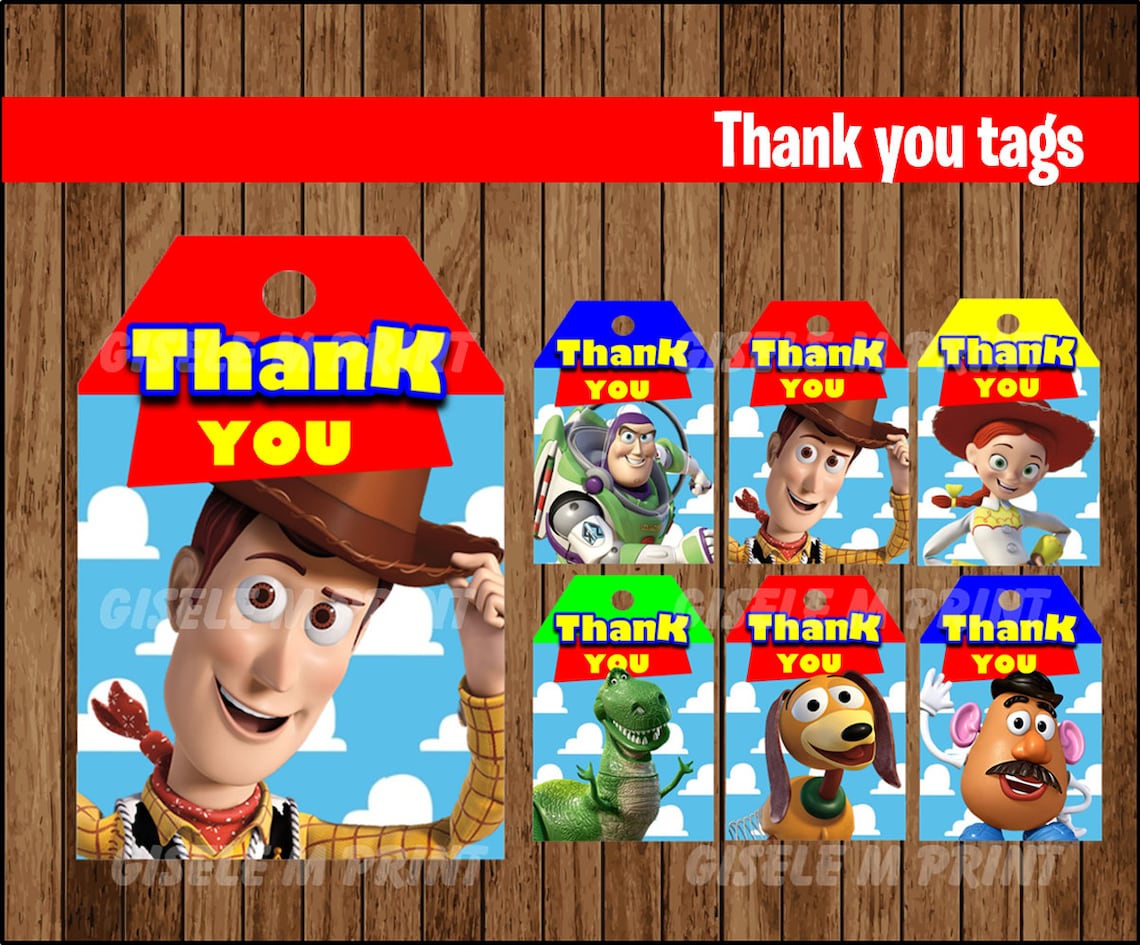 Toy Story Thank You Tags Printable Toy Story Gift Tags Toy | Etsy