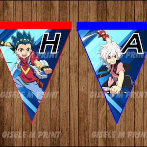 Beyblade Burst Birthday Banner, Beyblade Burst Happy Birthday Banner ...