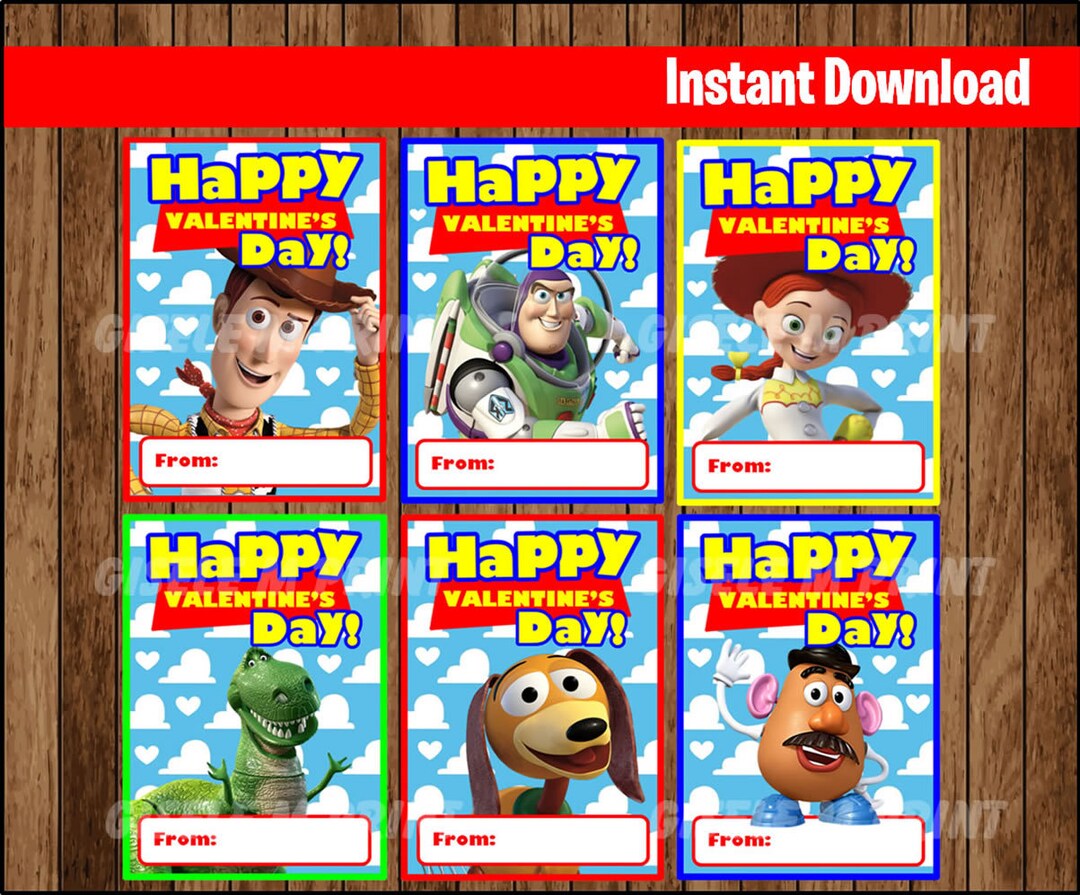 Toy Story Valentine's Day Cards Instant Download, Printable Toy Story ...