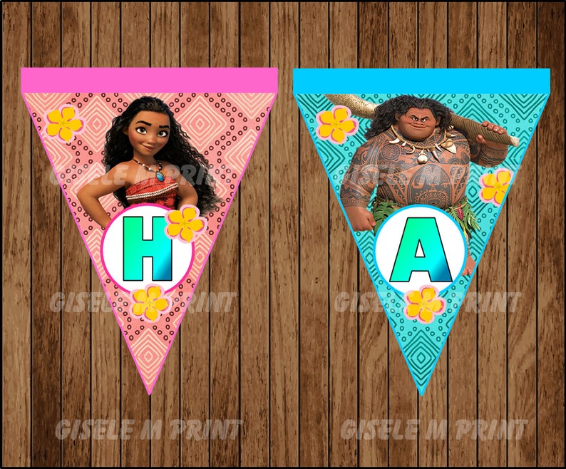 Moana Banner Printable Moana Triangle Banner Moana party | Etsy