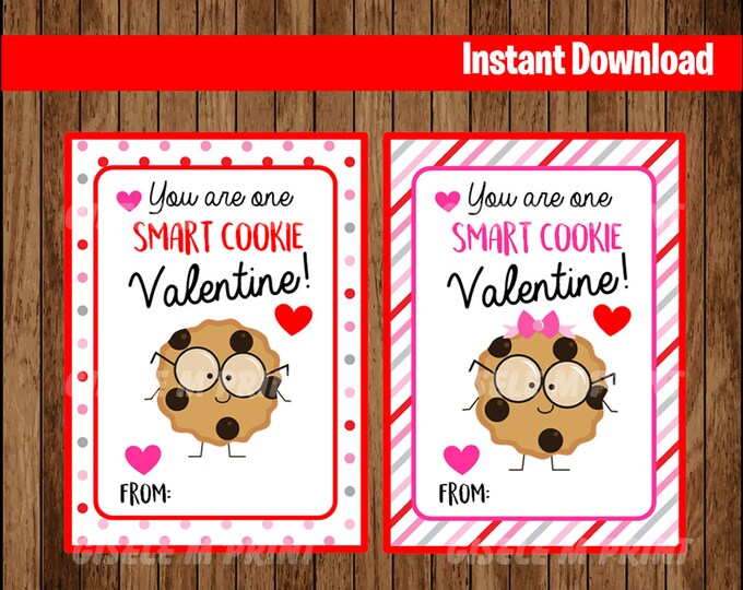 PRINTABLE Valentine, You Are One SMART COOKIE! Happy Valentine's Day ...