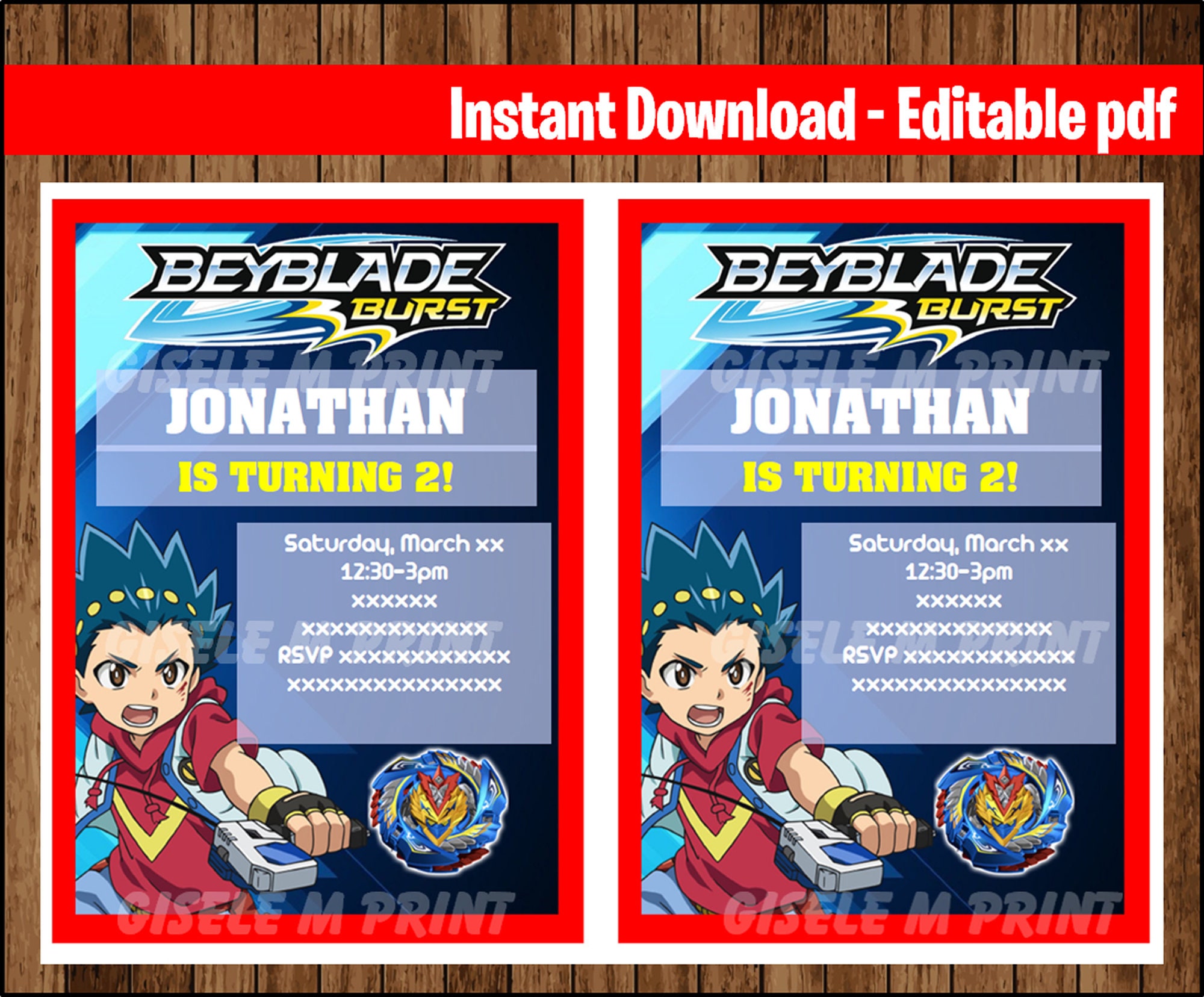 Beyblade Birthday Party Invitations