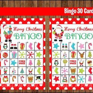 Christmas Bingo Printable Game - 30 Different Cards - Christmas Memory ...