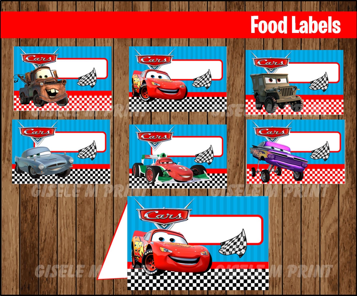 Cars Food Labels Printable Cars food tent cards Cars party | Etsy
