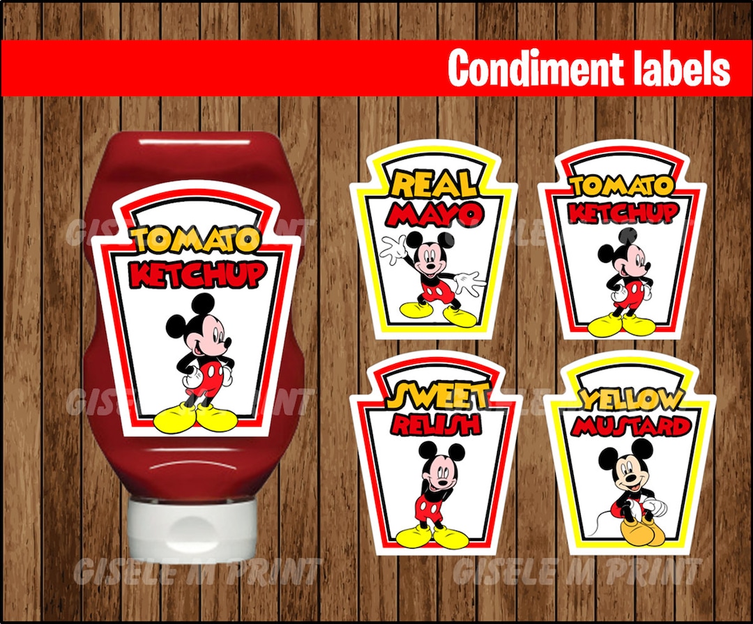 Mickey Mouse Condiments Label, Printable Mickey Mouse Condiments Label ...