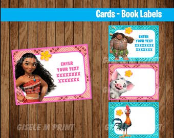 Moana Book Labels, Printable Moana Party Tags, Cards, Moana Back to ...