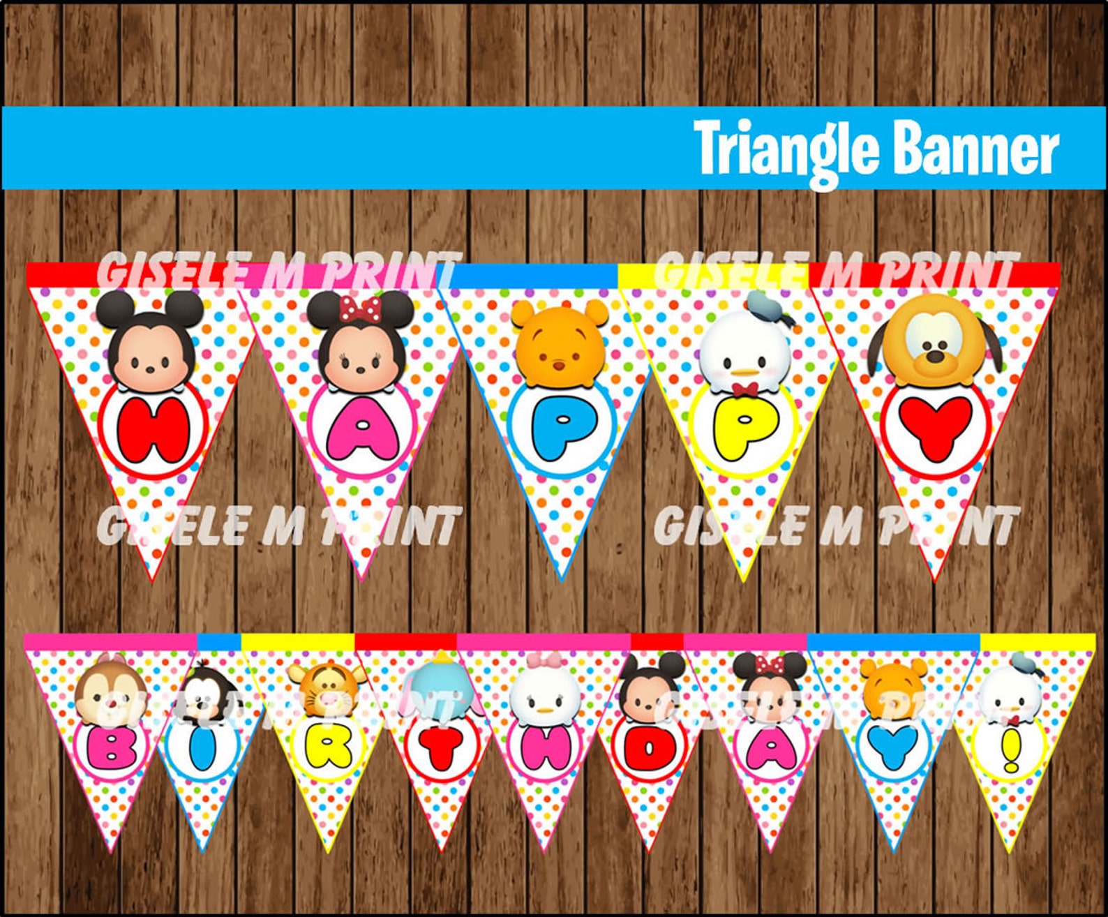 Tsum Tsum Banner Printable Tsum Tsum Triangle Banner Tsum - Etsy