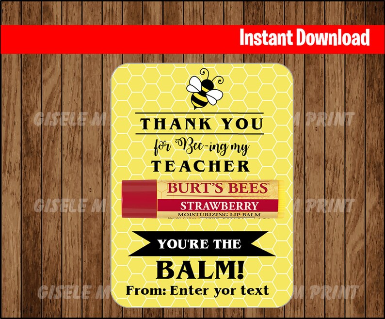 TEACHER APPRECIATION Gift You're the Balm Chapstick Thank - Etsy