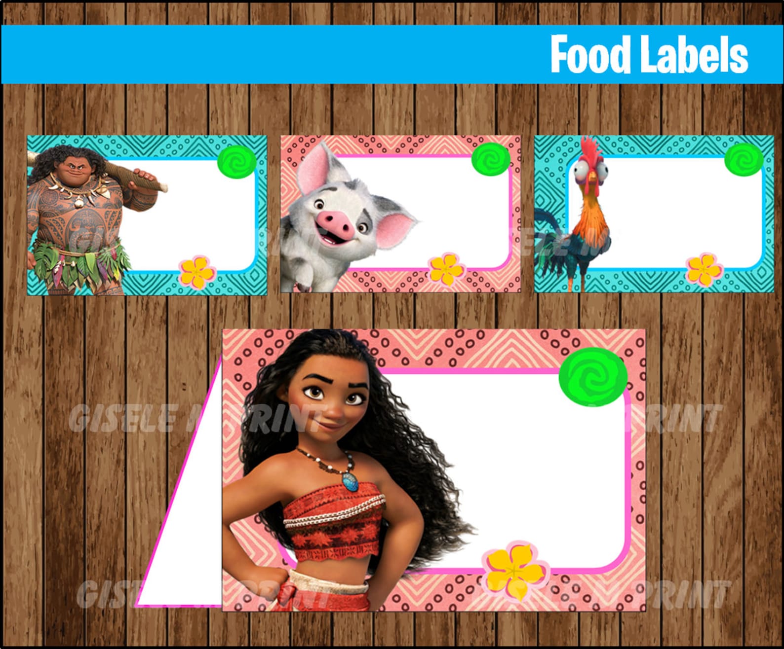 Moana Food Labels, Printable Moana Food Tent Cards, Moana Party Food ...