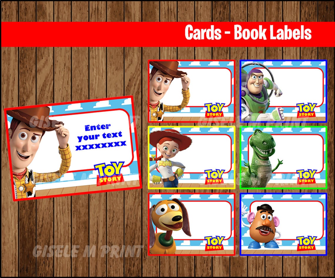 Toy Story Printable Cards Tags Book Labels Stickers Kids | Etsy