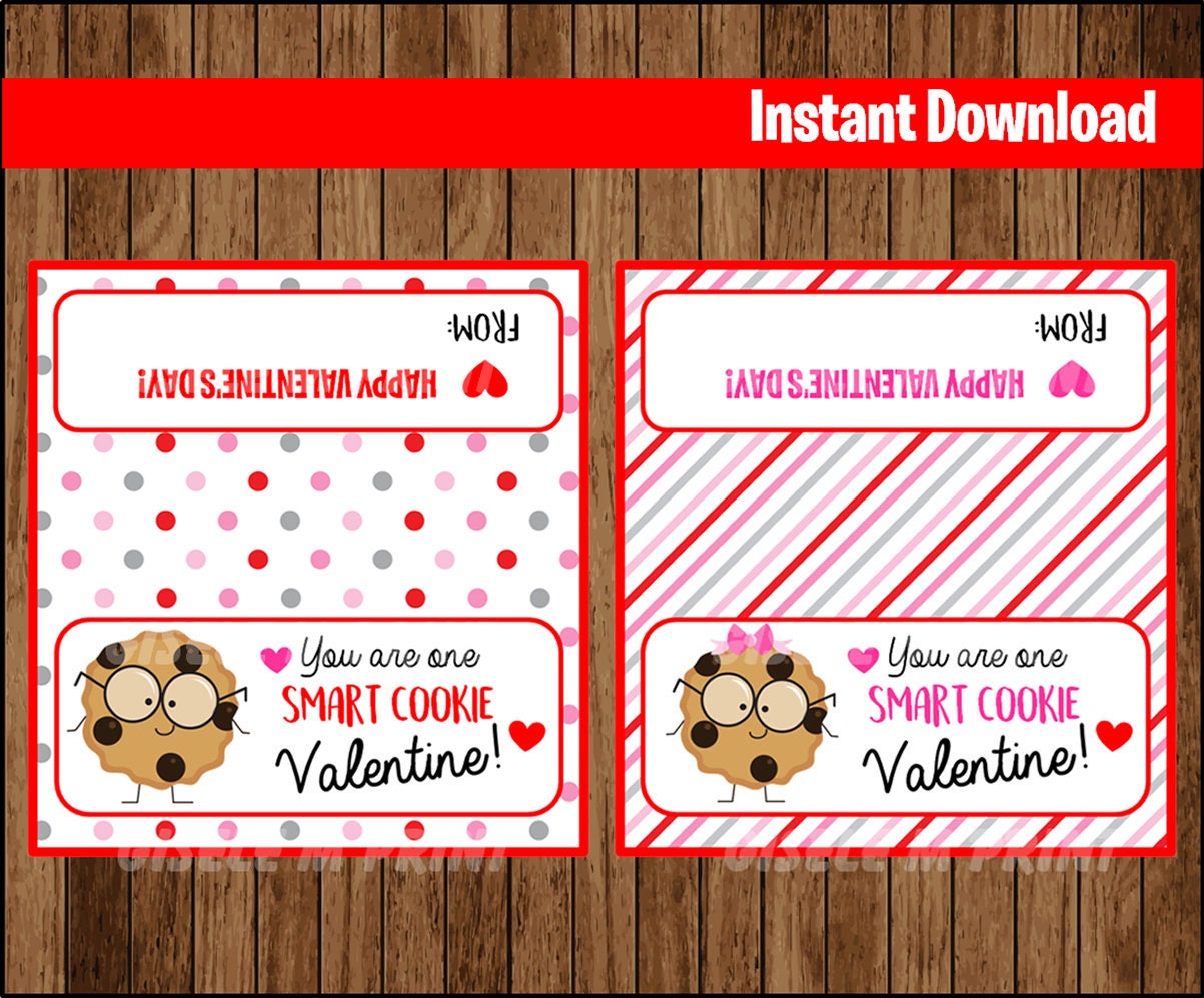 Printable One Smart Cookie Valentine Bag Toppers Printable | Etsy