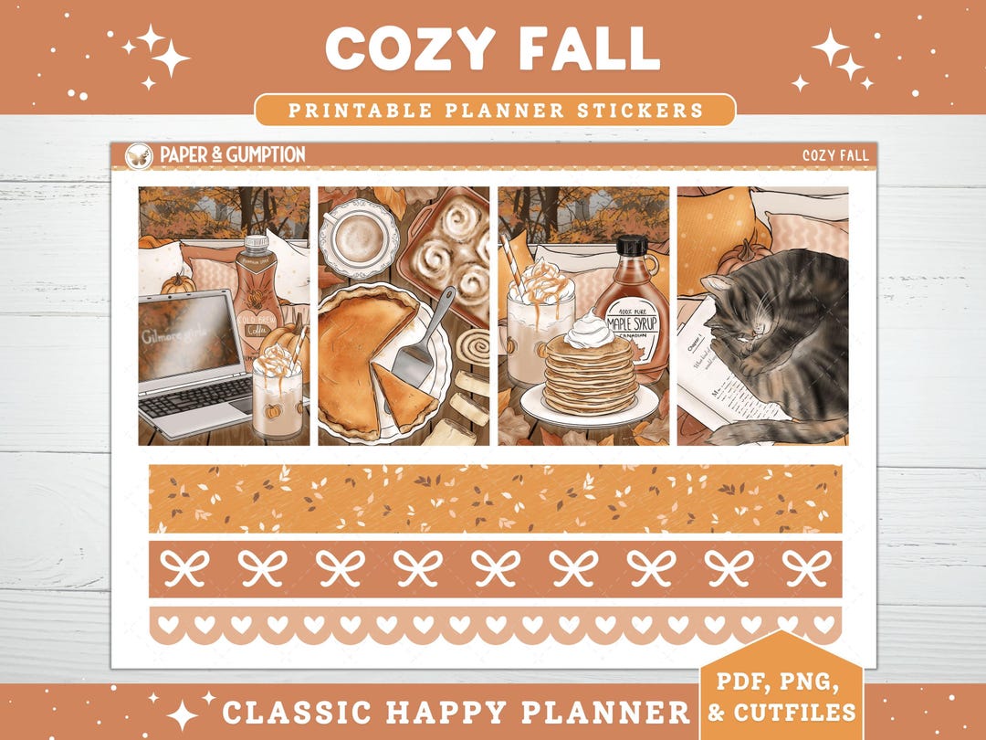 Printable Planner Stickers Cozy Fall Weekly Sticker Kit Classic Happy ...