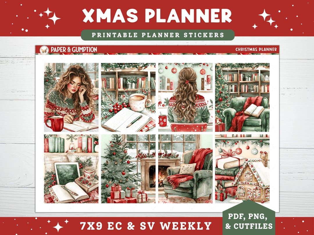Christmas Printable Planner Stickers, Xmas Planner Girl, December ...