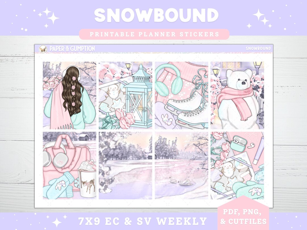Winter Printable Planner Stickers, Snowbound, Weekly Kit for Erin ...