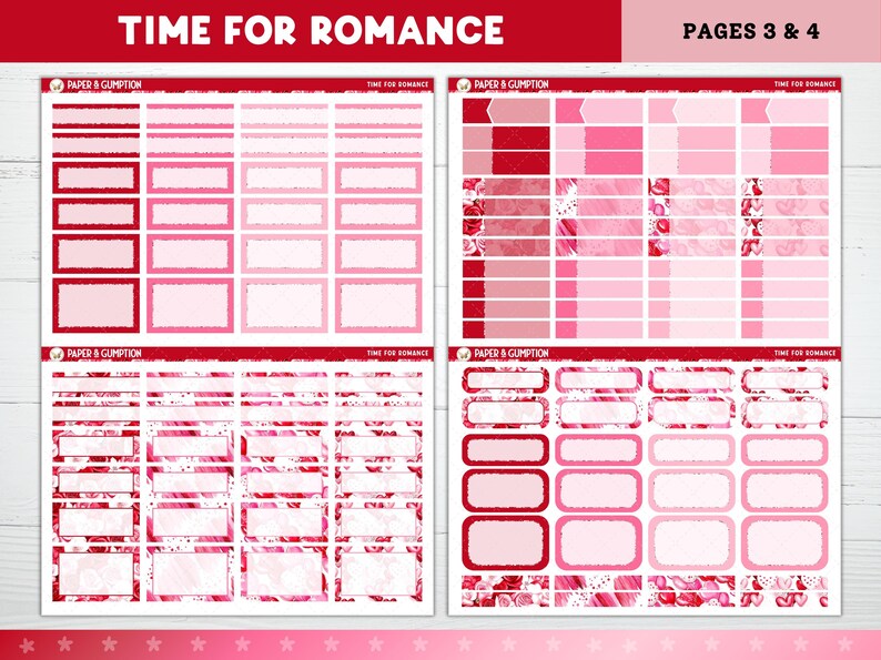 Valentines Day Printable Planner Stickers, Time 4 Romance, Weekly Kit ...