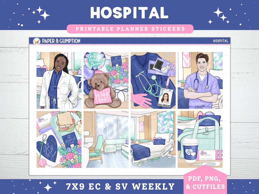 Printable Planner Stickers Hospital Weekly Sticker Kit Erin Condren ...