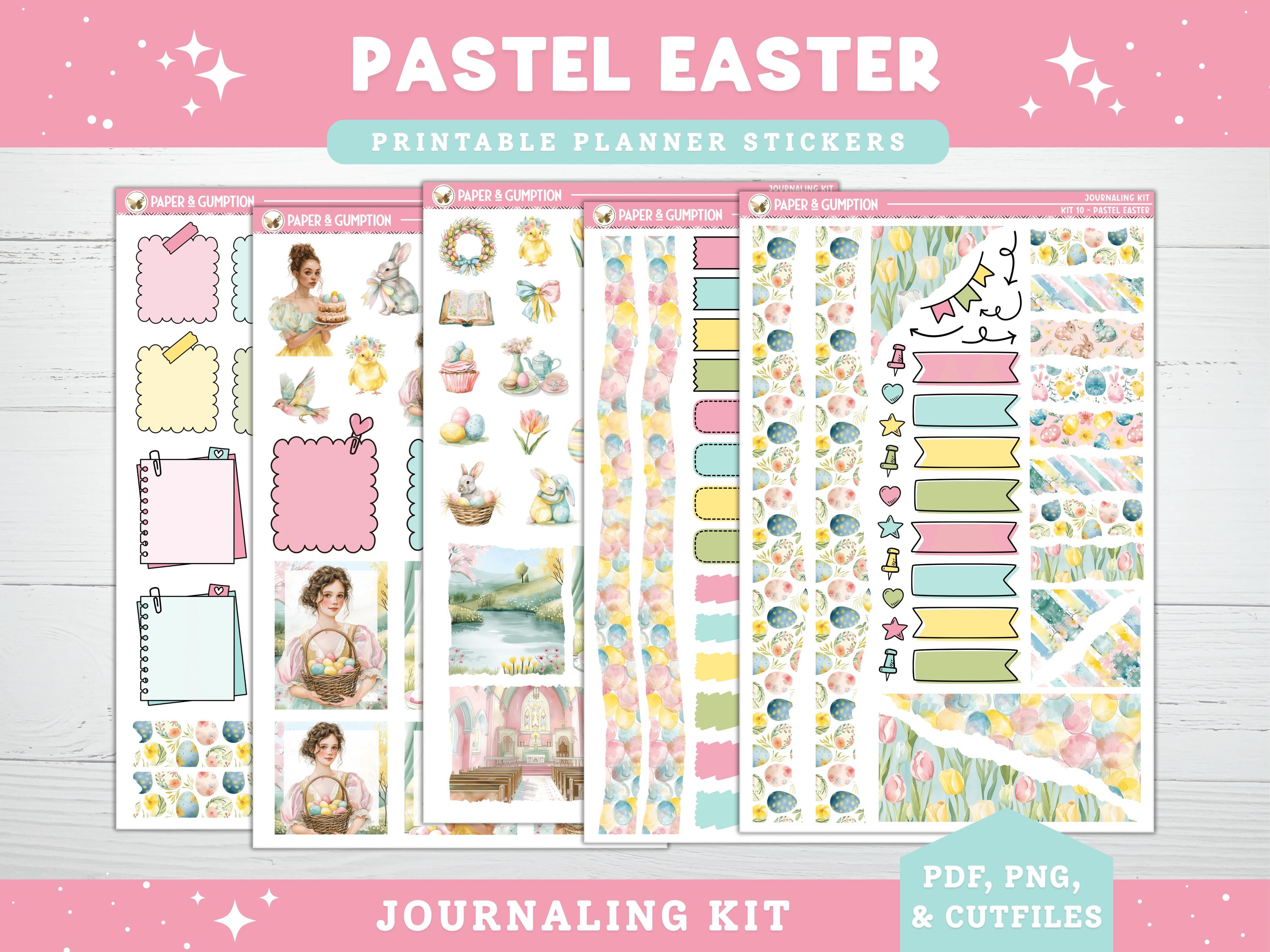 Spring Printable Planner Stickers, Pastel Easter, Journaling Sticker ...