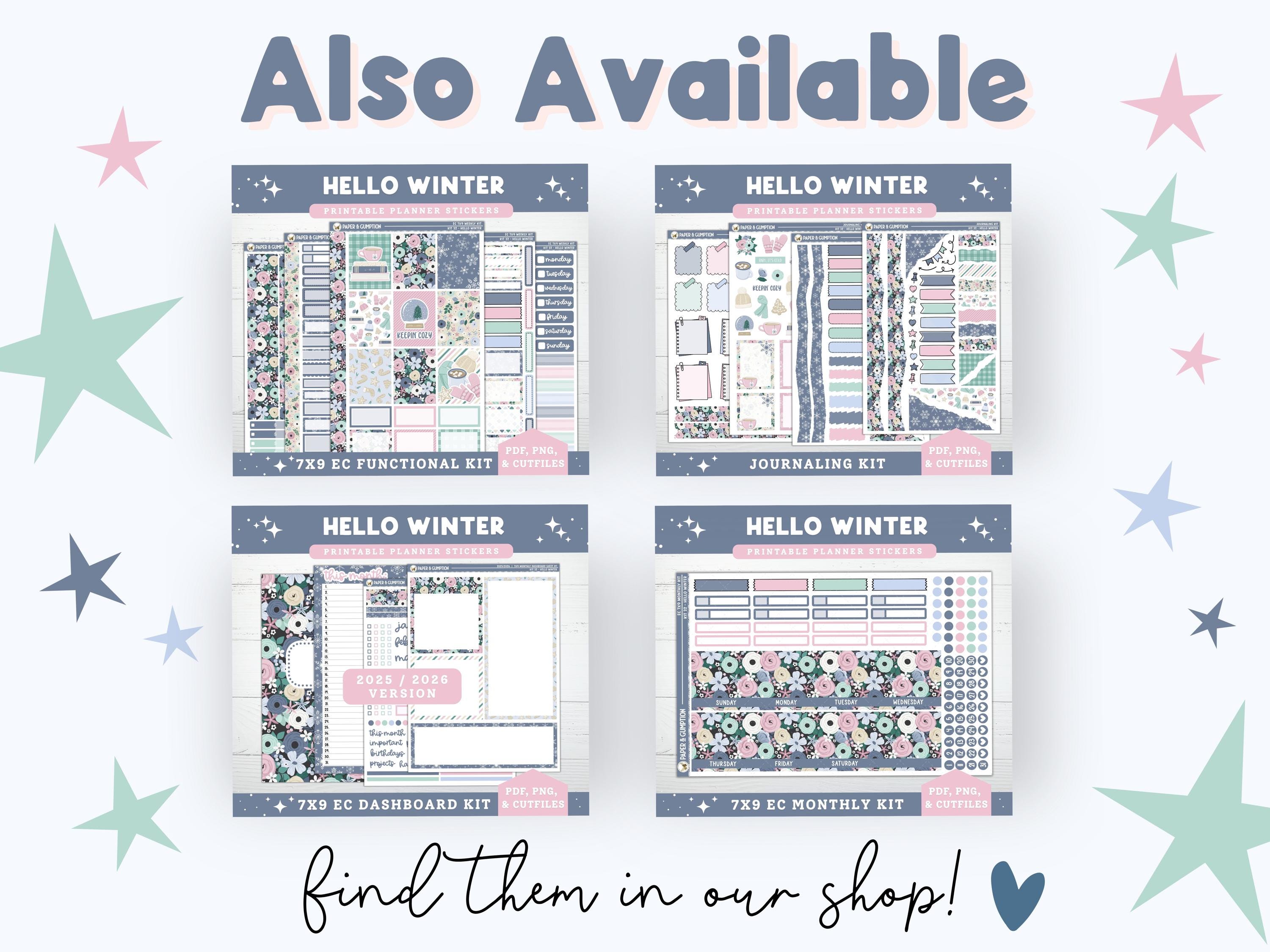 Winter Printable Planner Stickers, Hello Winter, EC Weekly, Kit 32, for ...