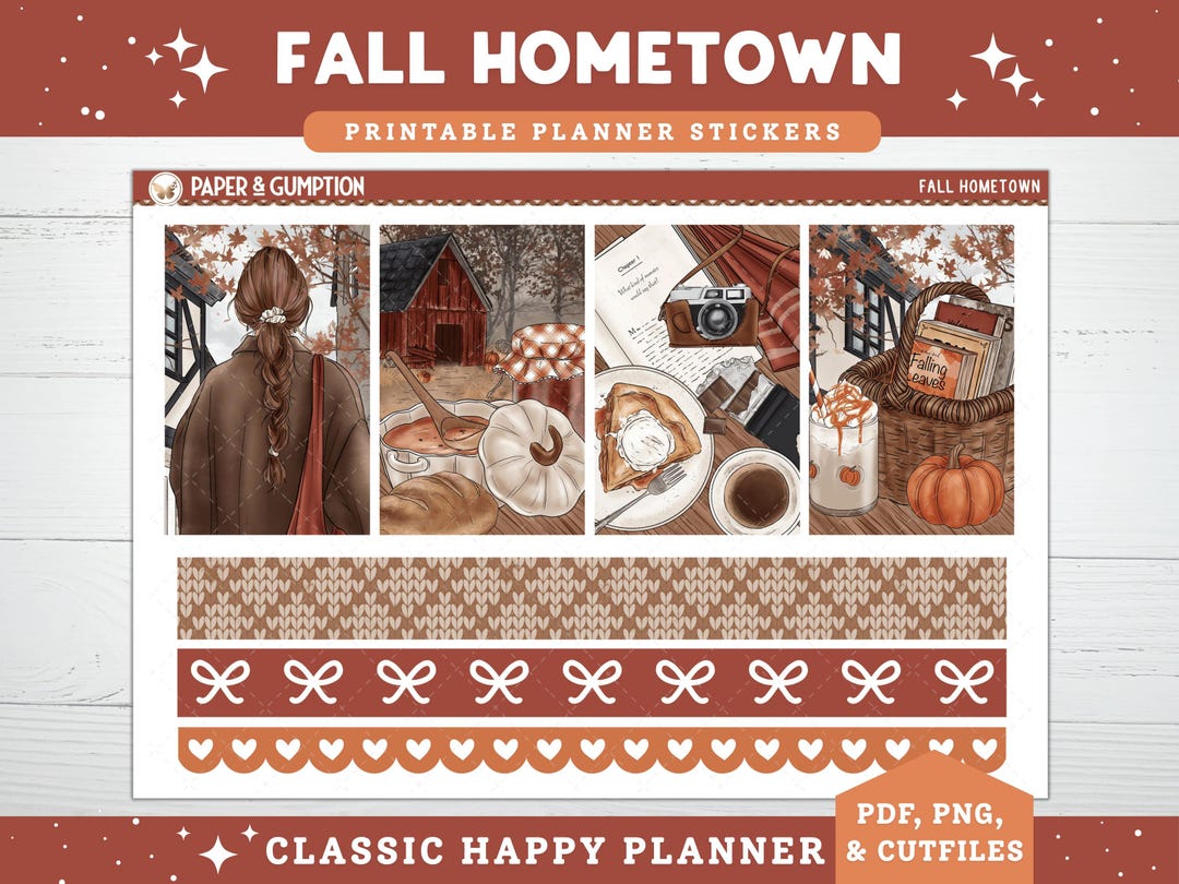 Printable Planner Stickers Fall Hometown Stickers Weekly Sticker Kit ...