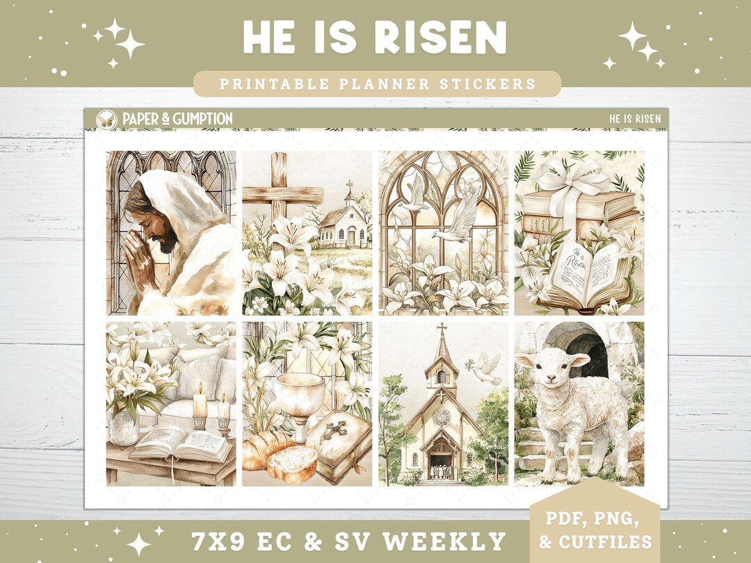 Printable Planner Stickers Weekly Sticker Kit He is Risen Erin Condren ...