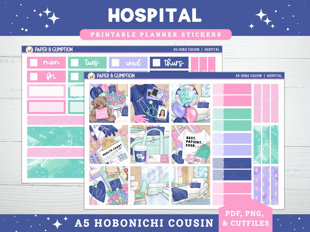 Printable Planner Stickers Hospital Hobonichi COUSIN Weekly Vertical ...