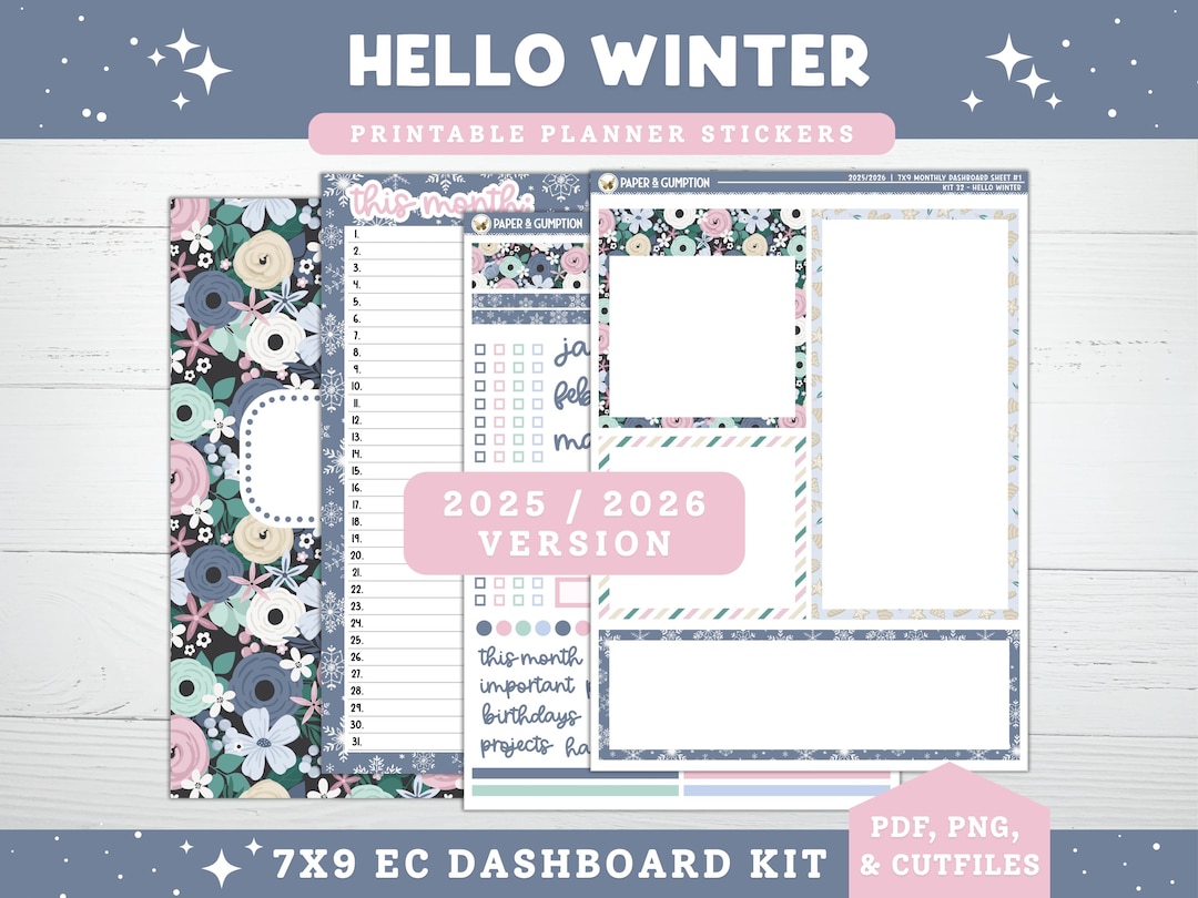 Winter Printable Planner Stickers, 2025/2026, Erin Condren 7X9 January ...