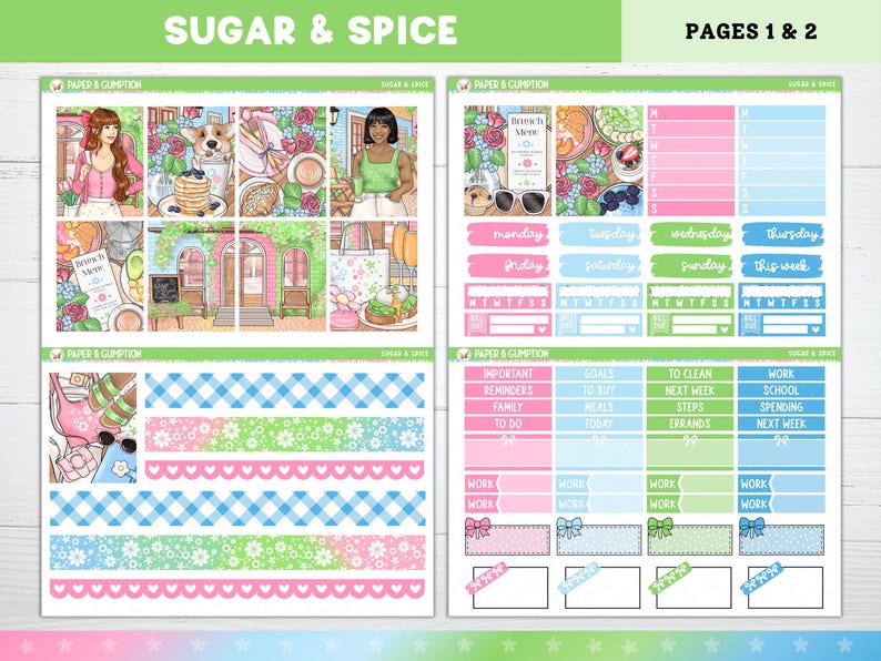 Spring Printable Planner Stickers, Sugar & Spice, Weekly Kit for Erin ...
